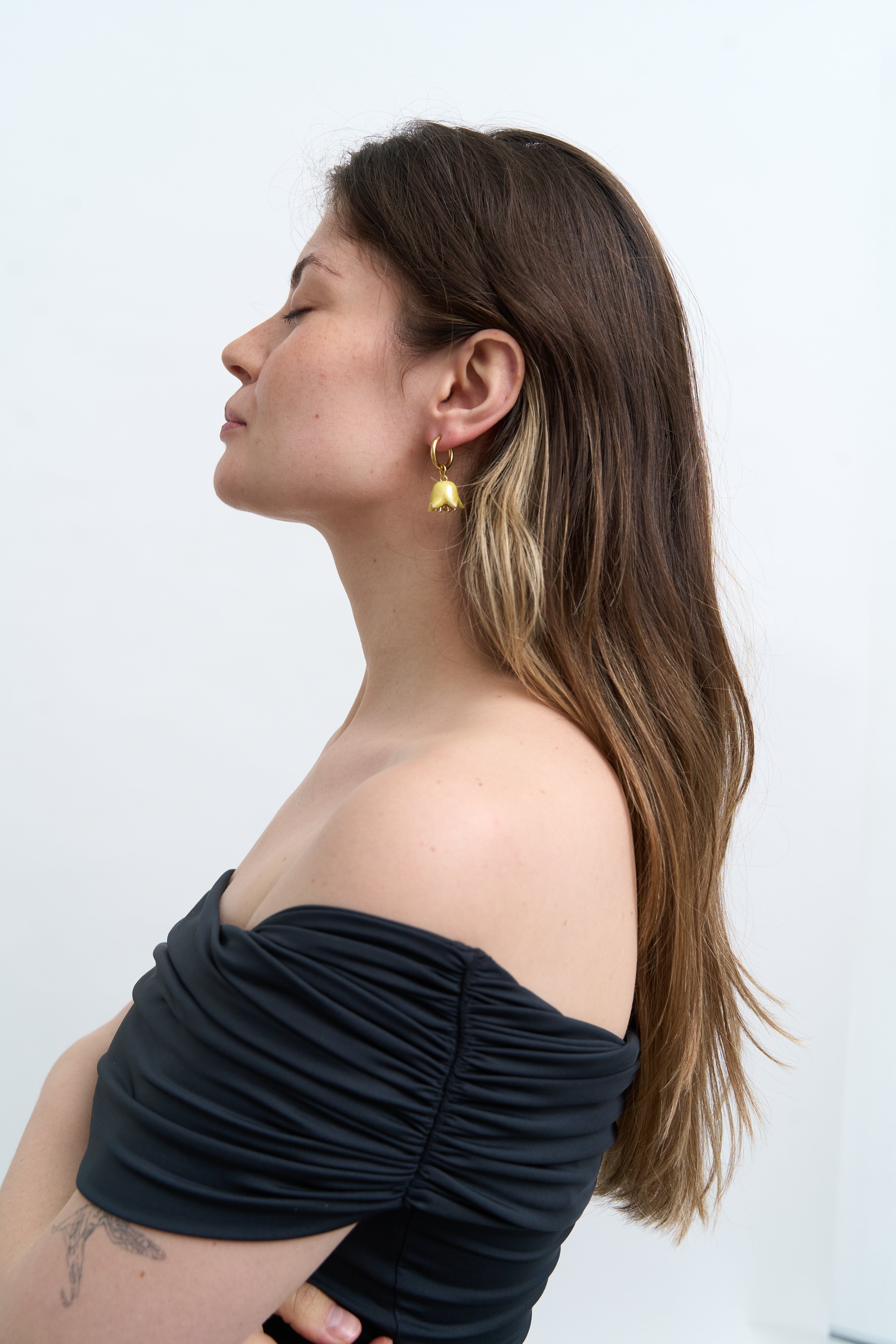 Mono earring POLYSK small bell yellow gold hardware - Tsvite Teren - I ...